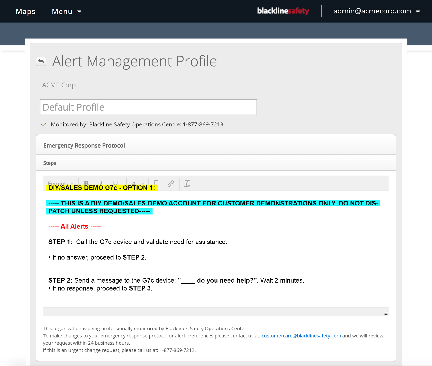 Alert profile restrictions for Blackline-monitored customers