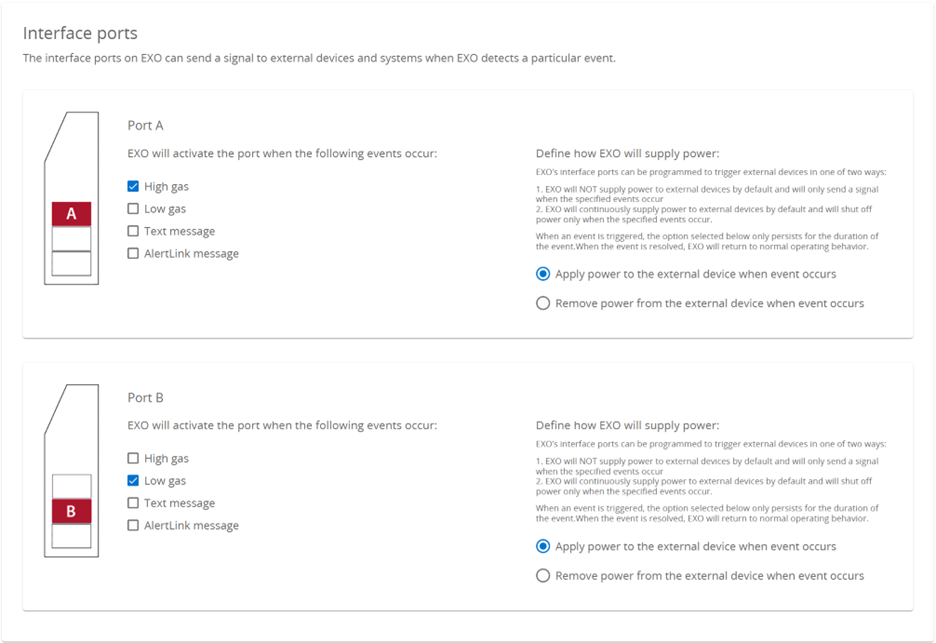 Configuring EXO Interface Ports